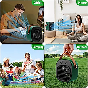 Portable Air Conditioner-5200mAh Rechargeable Personal Air Cooler with 3 Speeds Duration 5-10 hrs, Quiet Mini Air Conditioner Fan, Desk Cooling Fan for Home, Bedroom, Travel, and Office