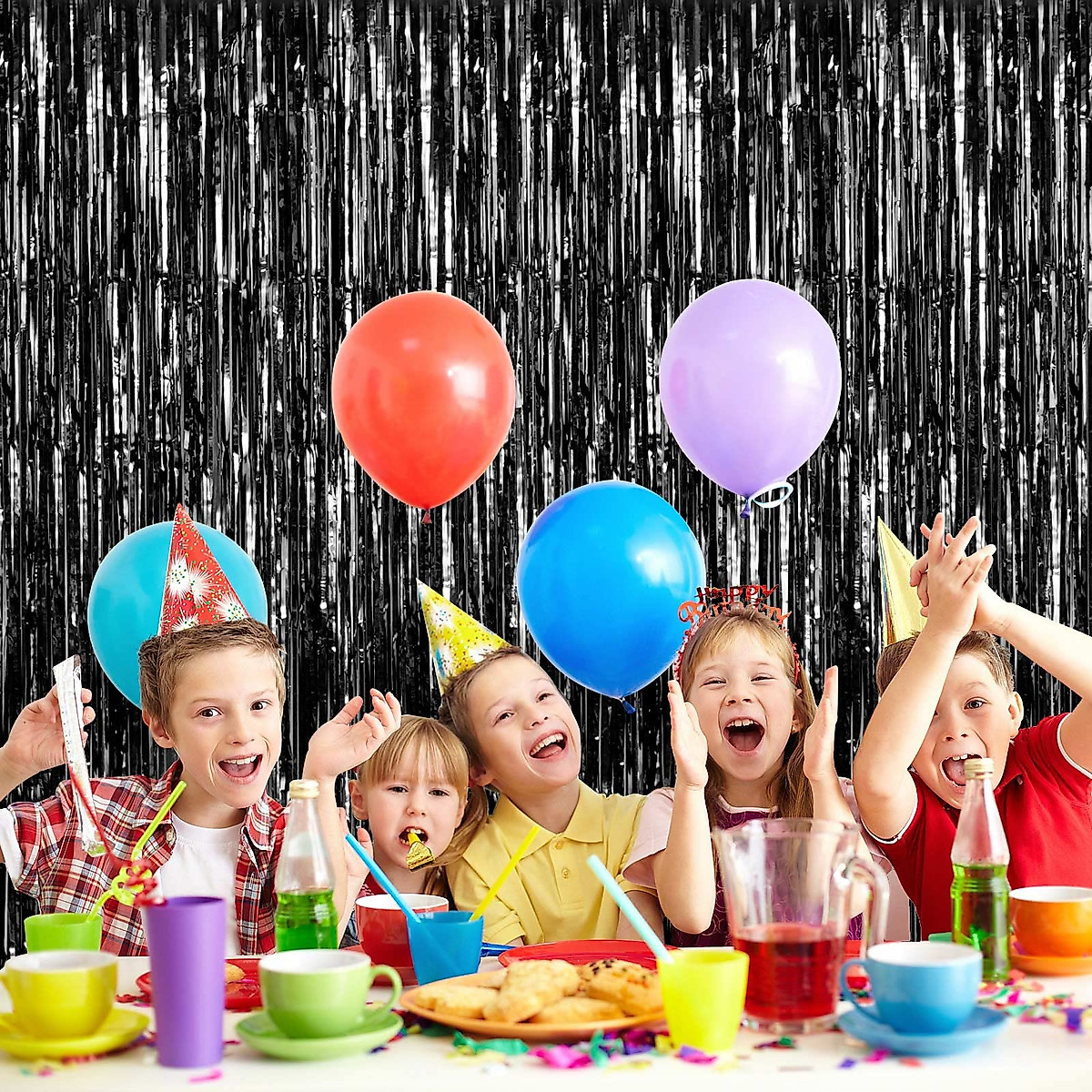 TOTAFAM White Fringe Curtains, Xtra Large Foil Fringe Curtains, Pack of 2 Foil White Backdrop Curtains Party Decorations for Birthday Wedding Bridal Shower Cocktail Christmas New Year Party