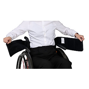 Breathable Wheelchair Support and Safety Belt with Card Organizer, Single Strap Adjustment and Wide Velcro Closure (Aqua Blue)