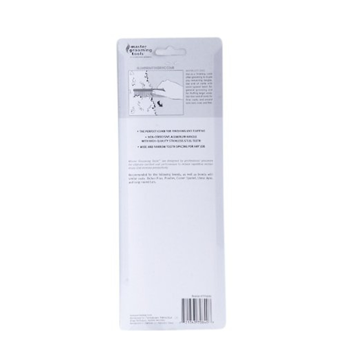 Master Grooming Tools Aluminum Finishing Comb — Versatile Combs for Grooming Dogs, 10", Black