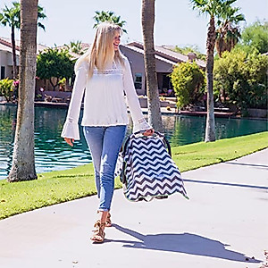 Baby Carseat Canopy Cover-Breathable Infant Car Seat Cover Helps Protect Babies-Our Baby Car Seat Covers Also Double as a Nursing Cover, High Chair Cover & Playmat-Gray Chevron with Mint Green Minky