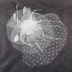 ZONETEN Kentucky Derby Pillbox Hat Wedding Flower Cocktail Mesh Church Fascinators Hat for Women Tea Party（White）