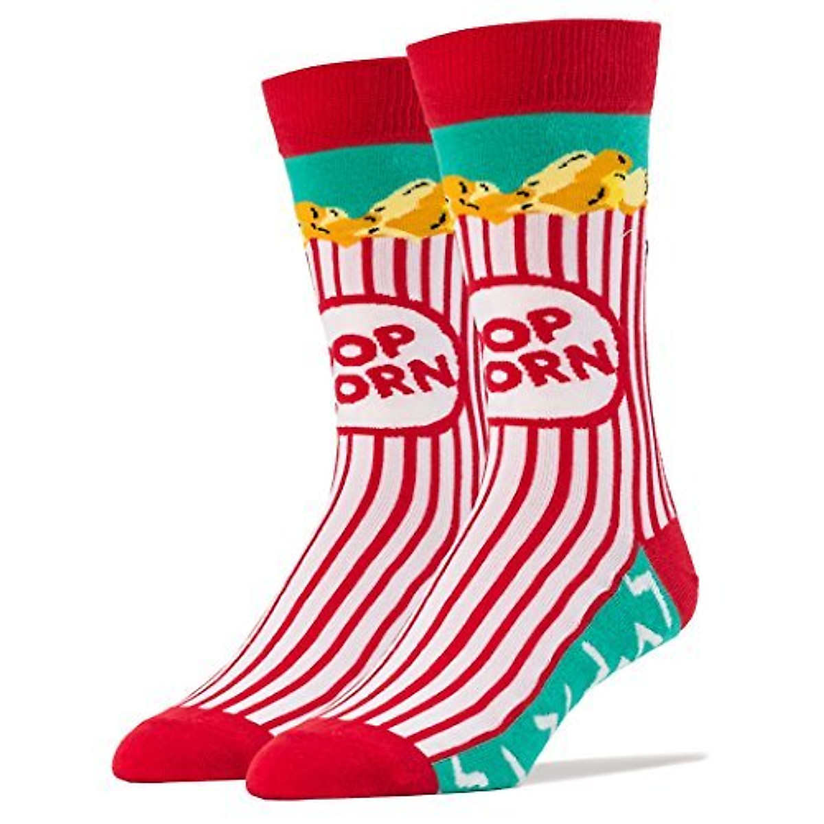 Oooh Yeah Men's Luxury Combed Cotton Crew Socks Box O'Popcorn,Large