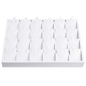 MOOCA Premium White Leatherette Horizontal Earring Cards Display Tray with 24 Earring Cards, Showcase Display for Jewelry & Pendant Collection, 10 1/4 W x 7 1/2 D x 1 H in