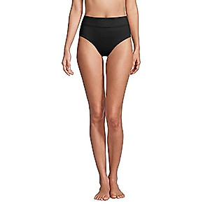 Lands' End Womens Chlorine Resistant High Waisted Bikini Bottoms Control Deep Sea Navy Regular 12