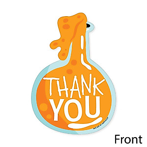 Big Dot of Happiness Scientist Lab - Shaped Thank You Cards - Baby Shower or Birthday Party Thank You Note Cards with Envelopes - Set of 12