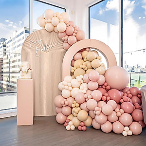 Dusty Pink Balloon Garland Arch Kit - Double Stuffed Matte Pink White Sand Balloons Boho Blush Nude Balloons for Baby Shower Birthday Valentines Day Bridal Wedding Party Decoration