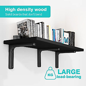 Aicoo Long Black Floating Shelves 31.3 Inches Black Shelf for Wall Decor Suitable for Living Room/Bathroom/Kitchen/Office Shelves Heavy Duty Display Shelf 2 Set