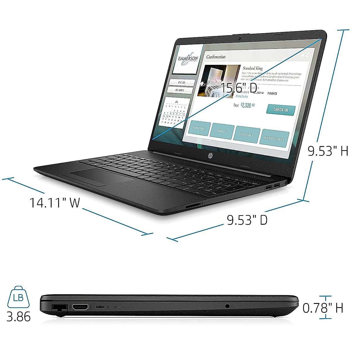 HP 2022 Newest Notebook 15 Laptop, 15.6" Full HD Screen, Intel Celeron N4020 Processor, 8GB DDR4 Memory, 256GB SSD, Online Meeting Ready, Webcam, Type-C, RJ-45, HDMI, Windows 11 Home, Black