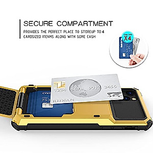 MuZiFei Galaxy S9 Plus Wallet Case Card Holder ID Slot Scratch Resistant Dual Layer Protective Bumper Rugged TPU Rubber Armor Hard Shell Cover Phone Cases for Samsung Galaxy S9+ Plus,Yellow