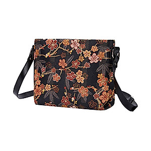 Signare Tapestry Crossbody Bag Shoulder Purse for Women In Ume Sakura Design Japanese Style (XB02-SAKURA)