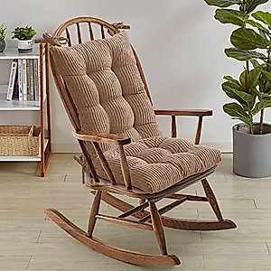 Sweet Home Collection Rocking Chair Cushion Premium Tufted Pads Non Skid Slip Backed Set of Upper and Lower with Ties, 1 Count (Pack of 1), Velvet Taupe