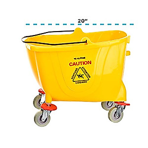 Alpine Industries Commercial Mop Bucket with Side Press Wringer - Mop Bucket with Wheels - Perfect for School, Offices, Resturants, Restrooms - 36 Qt - Yellow