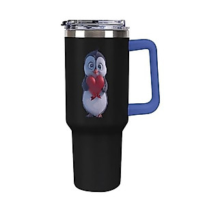 Penguin Lover Bird 40 Oz Car Cup Stainless Steel Travel Mug Leak-Proof Insulated Tumbler with Handle Deep Blue-style