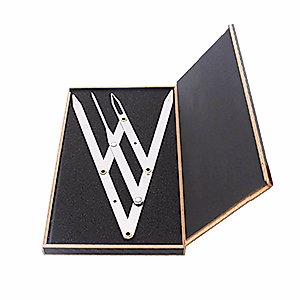 Dr.Pedi Eyebrow Golden Ratio Caliper Stencil with Flexible Arms Microblading Permanent Makeup Reusable DIY Tattoo Ruler Measurement Symmetrical Tool Foldable, Silver, 2 Piece Set