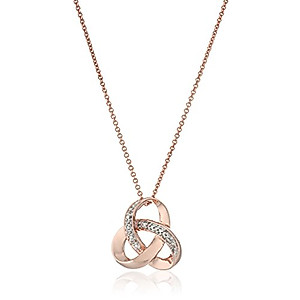 Amazon Collection womens 14K Rose Gold over Sterling Silver Diamond Knot Pendant Necklace, 18"