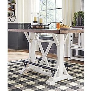 Signature Design by Ashley Valebeck Rustic Farmhouse 36" Counter Height Dining Table, Brown & White