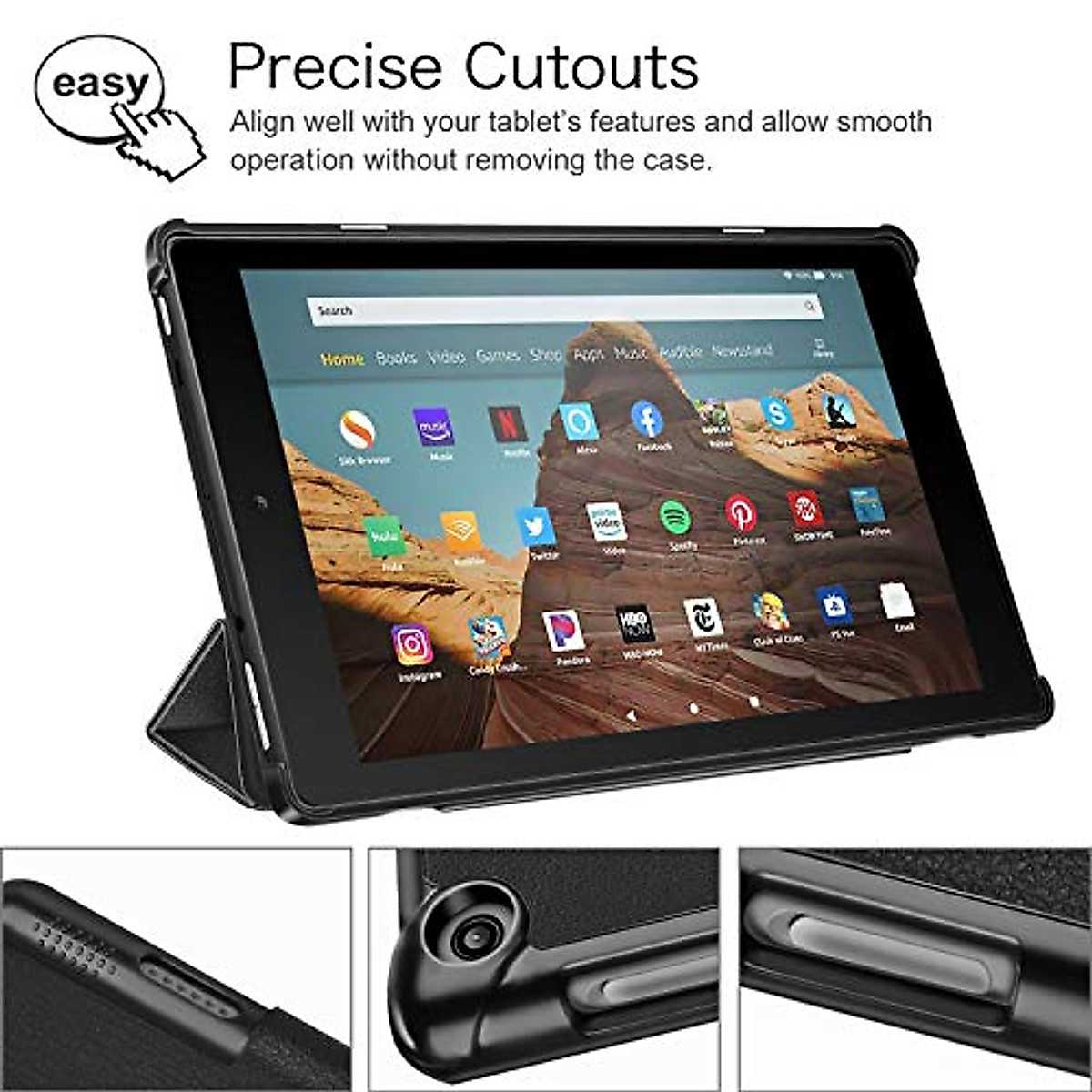 Fintie Slim Case for Amazon Fire HD 10 Tablet (Compatible with 7th and 9th Generations, 2017 and 2019 Releases) - Ultra Lightweight Protective Stand Cover with Auto Wake/Sleep, Black