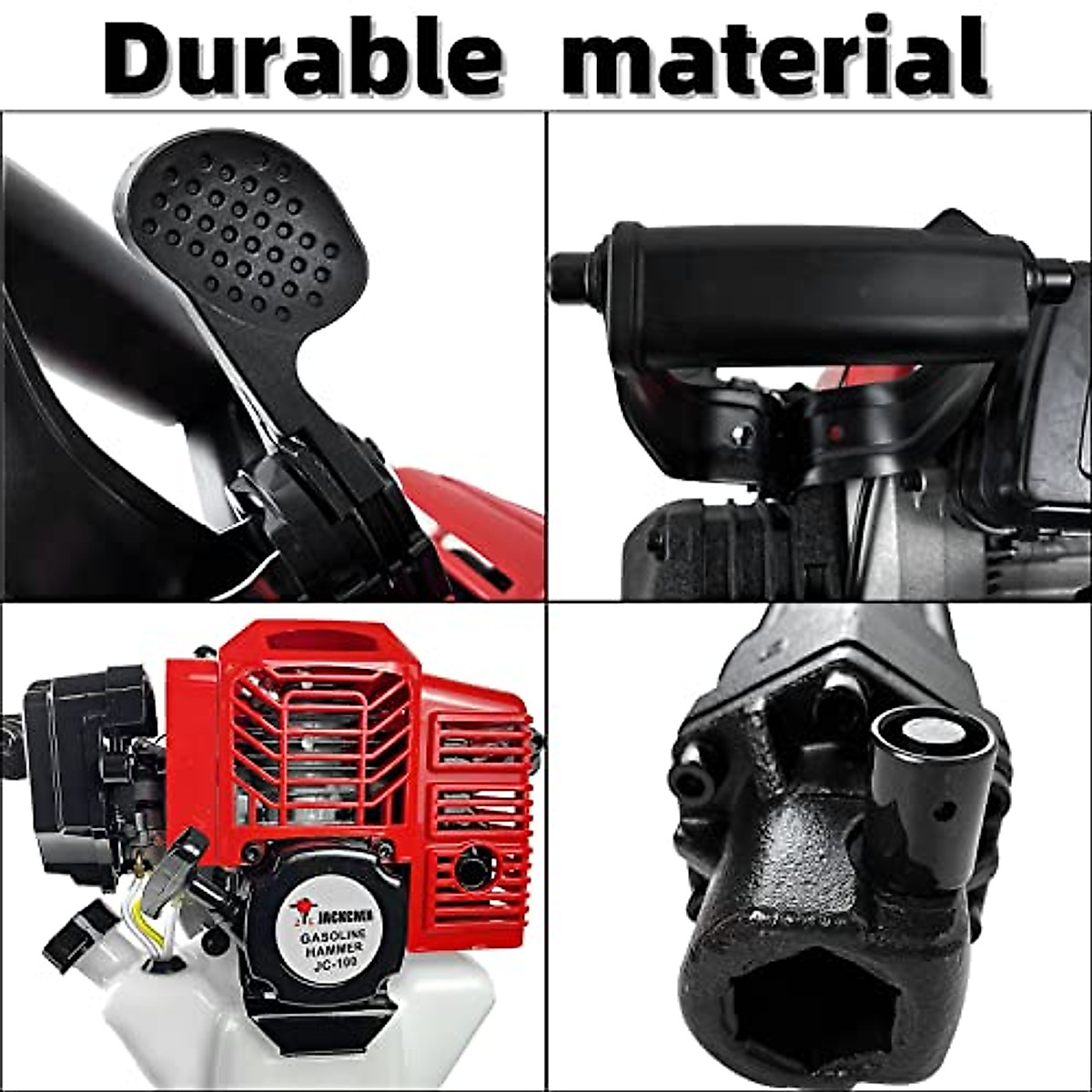 Gas Powered Demolition Jack Hammer 52 cc, JACKCHEN 2 Stroke Gasoline Concrete Breaker with 2 Chisels, 7000RPM and 55J, Designed For Heavy Concrete And Metalworking Projects