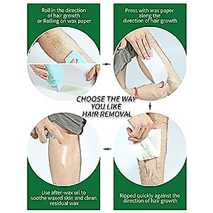 Roller Waxing Kit for Sensitive Skin, Aloe roll on wax cartridge warmer for arms, legs and larger areas of the body hair removal, at home waxing kit for women and men