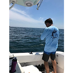 Rattlin Jack Men's UV Sun Protection Sport Fishing Shirt Marlin Gold XL Teal