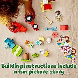 LEGO DUPLO Town Farm Tractor & Animal Care 10950 Creative Playset for Toddlers with a Toy Tractor and 2 Sheep, New 2021 (27 Pieces)