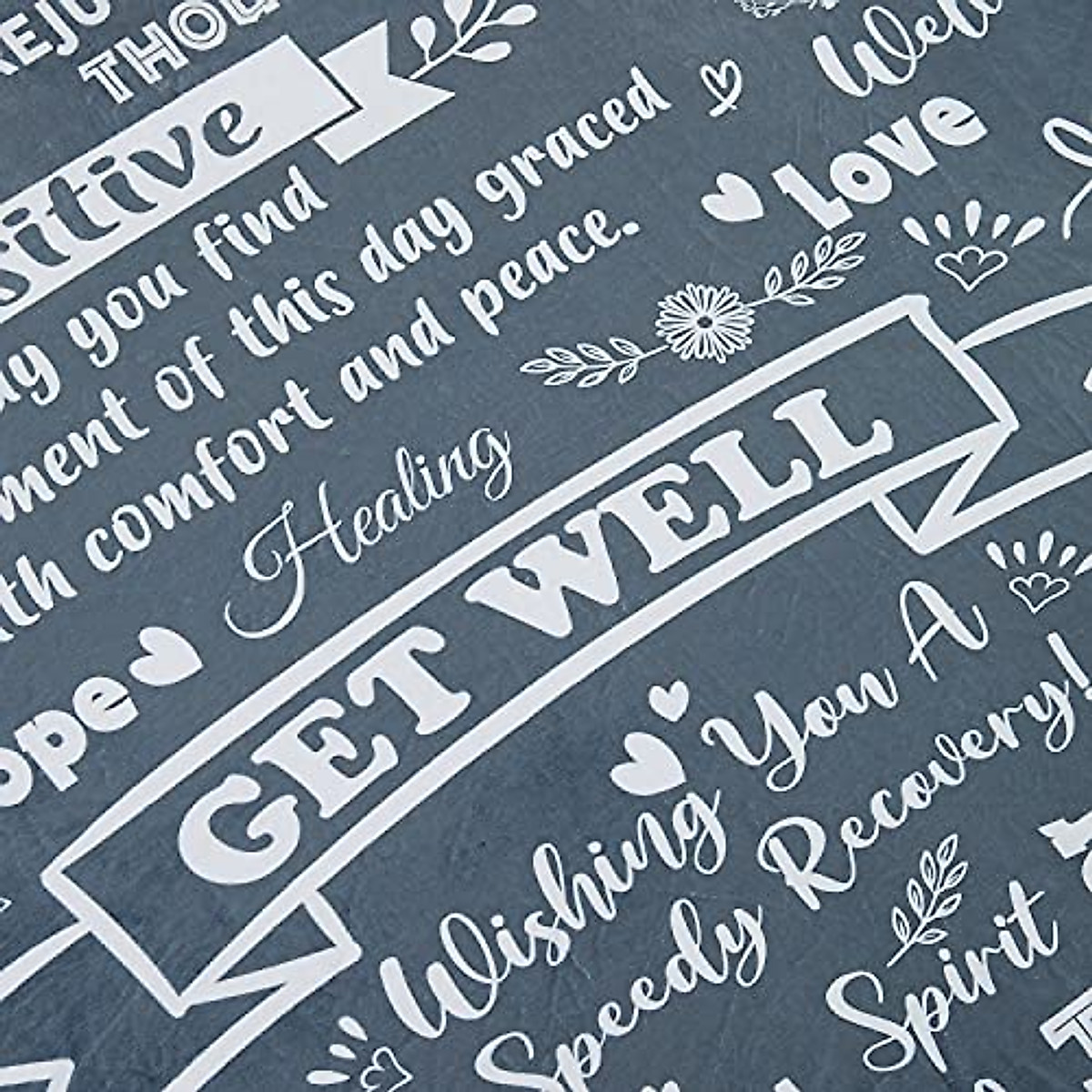 mami home get Well Soon Gift Blanket, Healing Thoughts Positive Energy Comfort Blanket, Flannel Fleece Sherpa Throw Blanket 60x50 (Grey, 60x50)