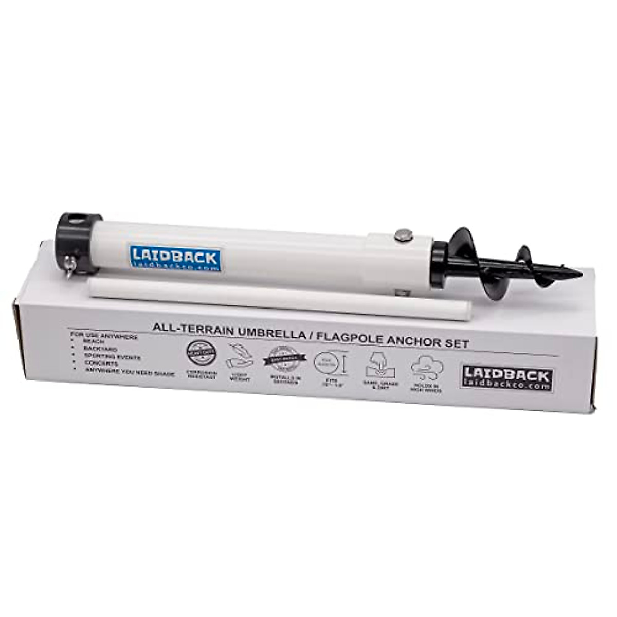 Laidback High Wind Beach Umbrella Anchor, Fishing Rod Holders, Flag Pole Holder, Sun Umbrella Holder, Ground Anchor, Umbrella Stands & Sand Spikes for Surf Fishing - Beach Gadgets and Beach Gifts