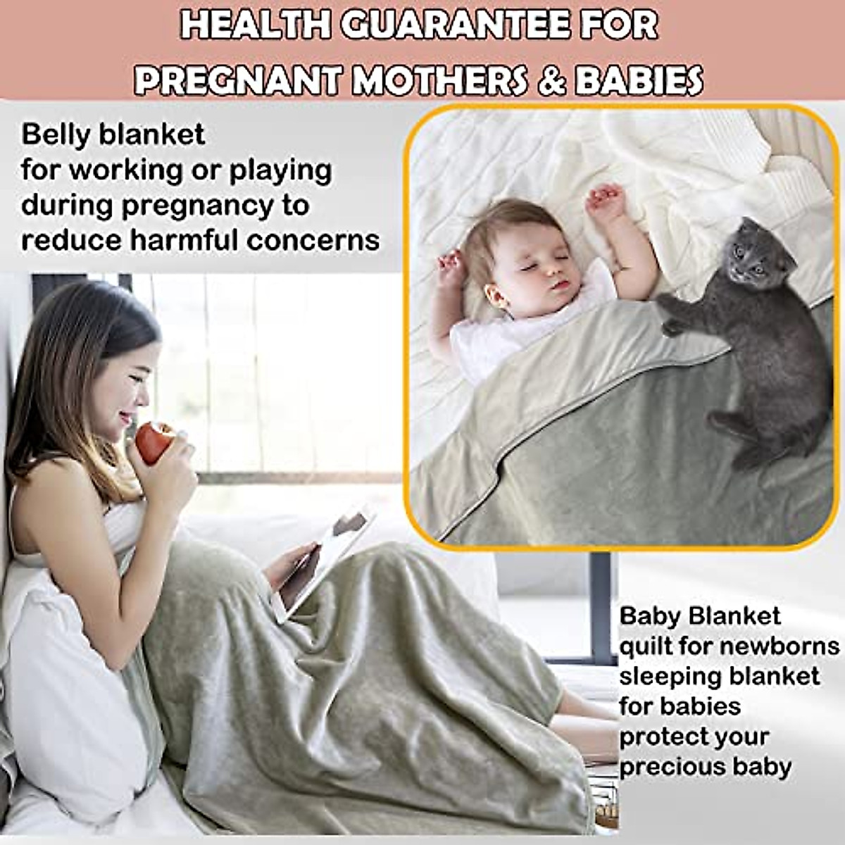 MEIMING Fara Day Blanket for Belly, 38.5IN * 40IN Faraday Blanket for Infants and Children Blanket, Two Sides Using Pregnancy Protection Blanket (38.5IN * 40IN)