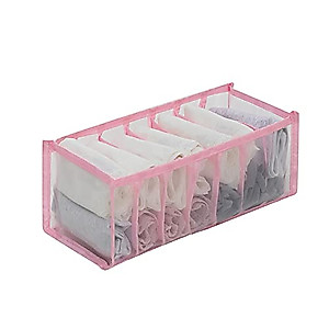 [US Warehouse] Farinull Drawer Underwear Organizer Dividers, Nylon Foldable Wardrobe Organizers and Storage Boxes for Lingerie, Bra, Socks, Underwear, Ties, Scarves, 3 Styles (3pcs-Pink)