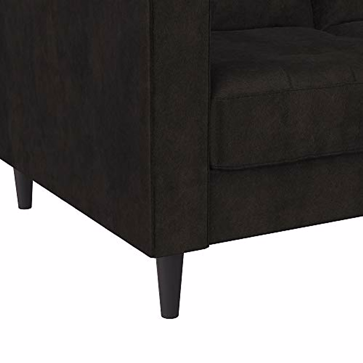CosmoLiving by Cosmopolitan CosmoLiving Strummer Reversible Sectional Couch, Black Velvet Sofa (DA038-BK)