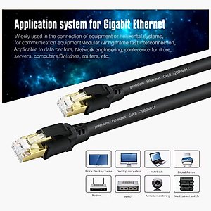 YixHG CAT 8 Ethernet Cable 100 ft, Internet Network Cord, 40Gbps 2000Mhz LAN Wires, High Speed SSTP LAN Cables with Gold Plated RJ45 Connector for Router, Modem, Gaming, Xbox (100 ft)