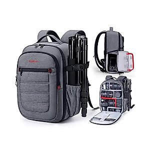 BAGSMART Camera Bag, DSLR SLR Camera Backpack Fits 13.3 Inch Laptop, Anti-theft Photography Backpacks with Rain Cover Tripod Holder, Grey