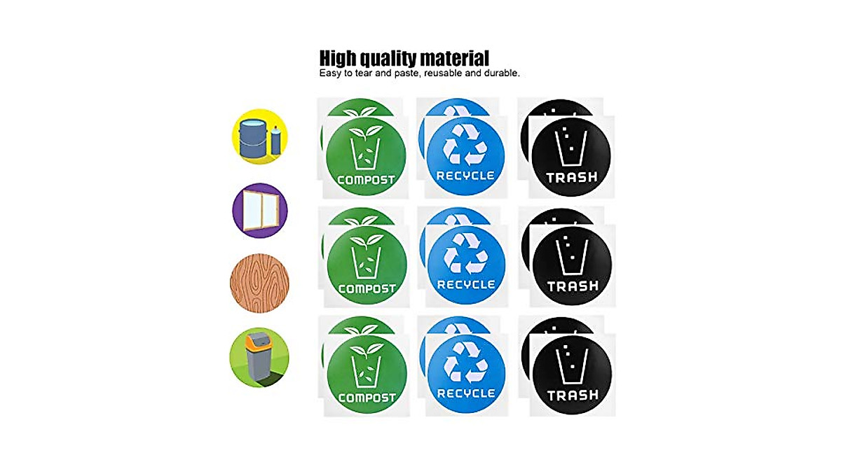 Recycle Stickers Pack of 60 - Organize Your Trash Smartly