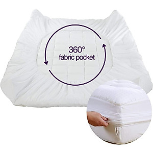 EASELAND Twin XL Mattress Pad Pillow Top Quilted Fitted Mattress Cover/ Protector Extra Long Cotton Top 8-21" Deep Pocket Cooling Mattress Topper (39x80 Inches, White)