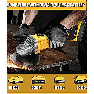 Cordless Angle Grinder for Dewalt 20v Batteries,11000RPM Brushless Electric Grinder,3 Variable Speed Metal Grinder for 4-1/2"Wheels with Adjustable Handle Grinding,Cutting And Polishing (Not Battery)