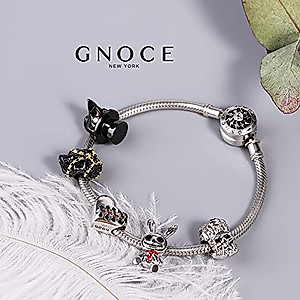 GNOCE Heart Charm Beads 925 Sterling Silver Bead Charms with Cubic Zirconia Fit for Bracelet/Necklace Valentine's Day Jewelry Gift for Women (heart-1)