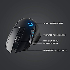 Logitech G502 Lightspeed Wireless Gaming Mouse, 25K Hero Gaming Sensor, 25600 DPI, RGB, Ultra-Light, 11 Programmable Buttons, Long Life Battery, PowerPlay-Compatible, PC - Black