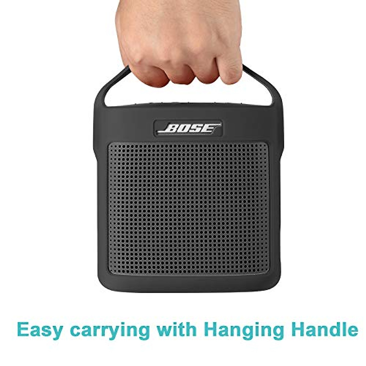 TXEsign Protective Silicone Stand Up Case with Handle Compatible with Bose SoundLink Color Speaker II（Dark Gray