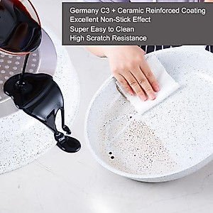 MGC 11 inch Skillet With Lid,PFOA&PTFE Free Ceramic Nonstick Frying Pan,Oven and Dishwasher Safe, Professional Cookware German Compatible with All Stovetops