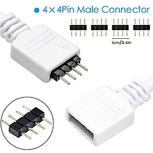 RGBZONE 2 Pack 5M 16.4ft Extension Cable Connect Female Plug to SMD 5050 RGB LED Strip Light with Free 4pcs 4pin Connecto