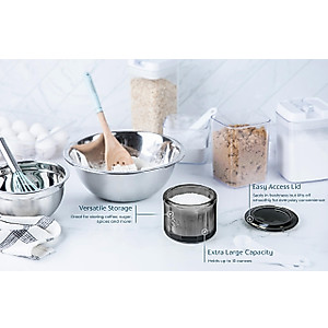 Kook Glass Salt Cellar, with Glass Lid, Embossed Pressed Glass, Clear Storage Container, for Coffee, Sugar, Spices and Candies, Dishwasher Safe, 10 oz