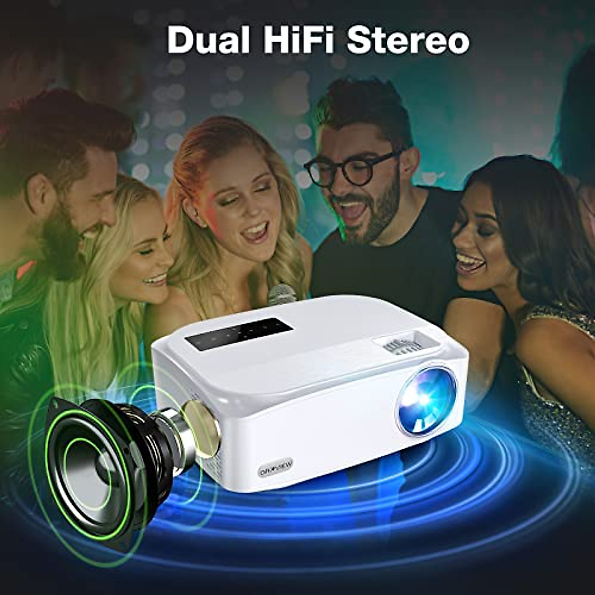 WiFi Projector, GROVIEW Native 1080P Wireless Projector, Support 4K, Supports 5G WiFi, 9500 Lux, 300'' Display Screen, Compatible with iPhone/Android/TV Stick/HDMI/VGA/USB/TV Box/Laptop/DVD/PS4