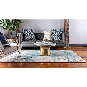 Unique Loom Positano Collection Coastal Modern Coral Lobster Shells Light Blue Area Rug (8' x 10')