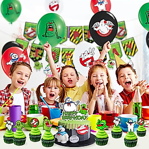 Green Cartoon Themed Birthday Party Decorations, Green Cartoon Birthday Party Supplies, Green Cartoon Party Decors For Boys, Include Green Cartoon Happy Birthday Banner, Green Cartoon Cake Topper