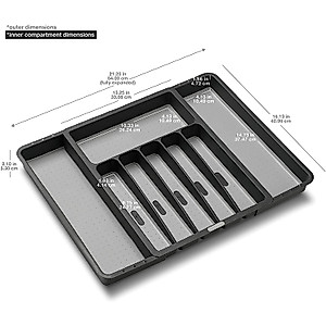 madesmart Expandable Silverware Tray - Granite | CLASSIC COLLECTION | 8-Compartments | Kitchen Organizer | Soft-Grip Lining | Easy to Clean | BPA-Free
