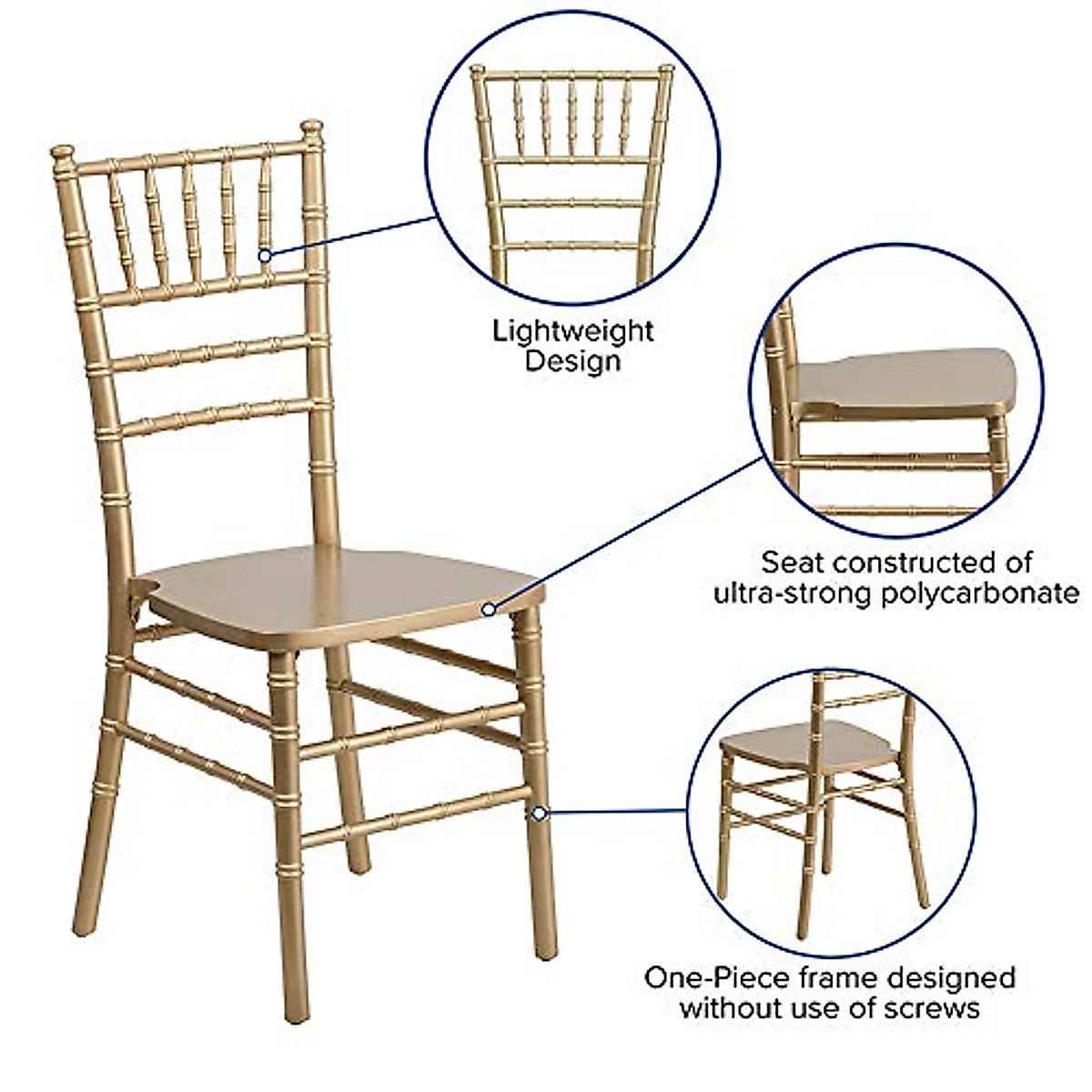 Flash Furniture 2 Pack HERCULES Series Gold Wood Chiavari Chair