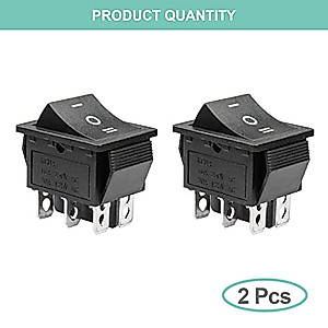2Pcs DPDT 6 Pins 3 Position ON/Off/ON Black Rocker Toggle Switch for Car and Boat AC 20A/125V 16A/250V KCD2 by QTEATAK