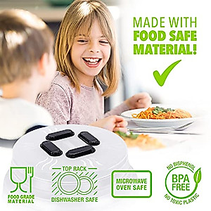 HOVER COVER Magnetic Microwave Cover for Food | Clear Microwave Splatter Cover | Microwave Plate Cover with Steam Vents | Food Grade Dish Cover | BPA-Free | Dishwasher Safe | Black Collapsible