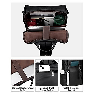 FADEON Laptop Backpack Purse for Women Large Designer PU Leather Laptop Bag, Ladies Computer Shoulder Bags